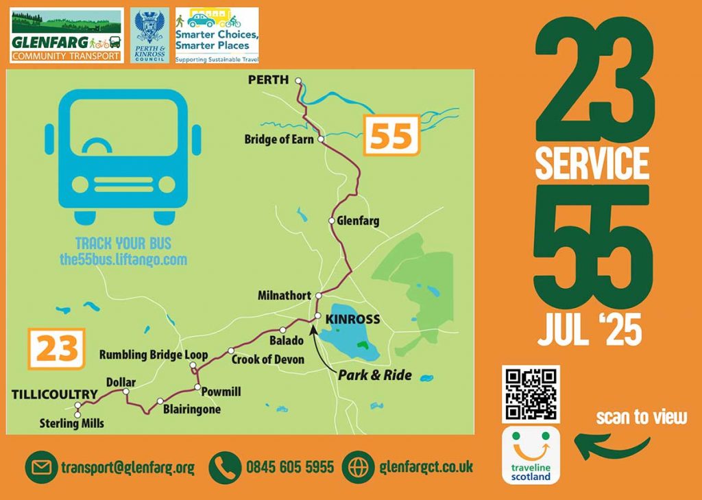 The 55 & 23 Public Bus Route Timetable - Glenfarg Community Transport